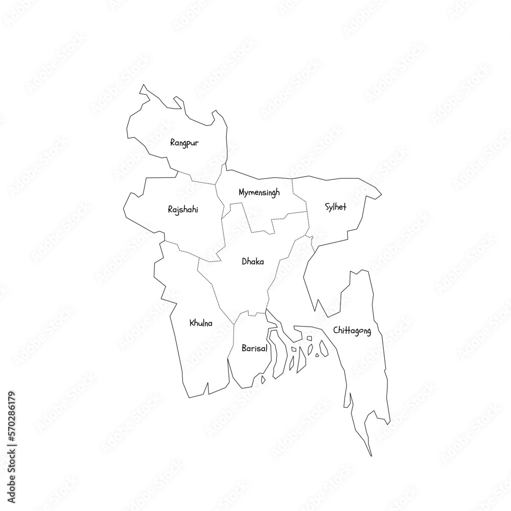 Bangladesh political map of administrative divisions - divisions ...