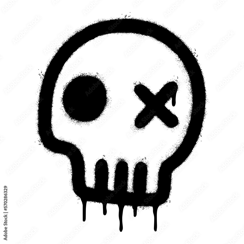 Spray Painted Graffiti skull icon Sprayed isolated with a white ...