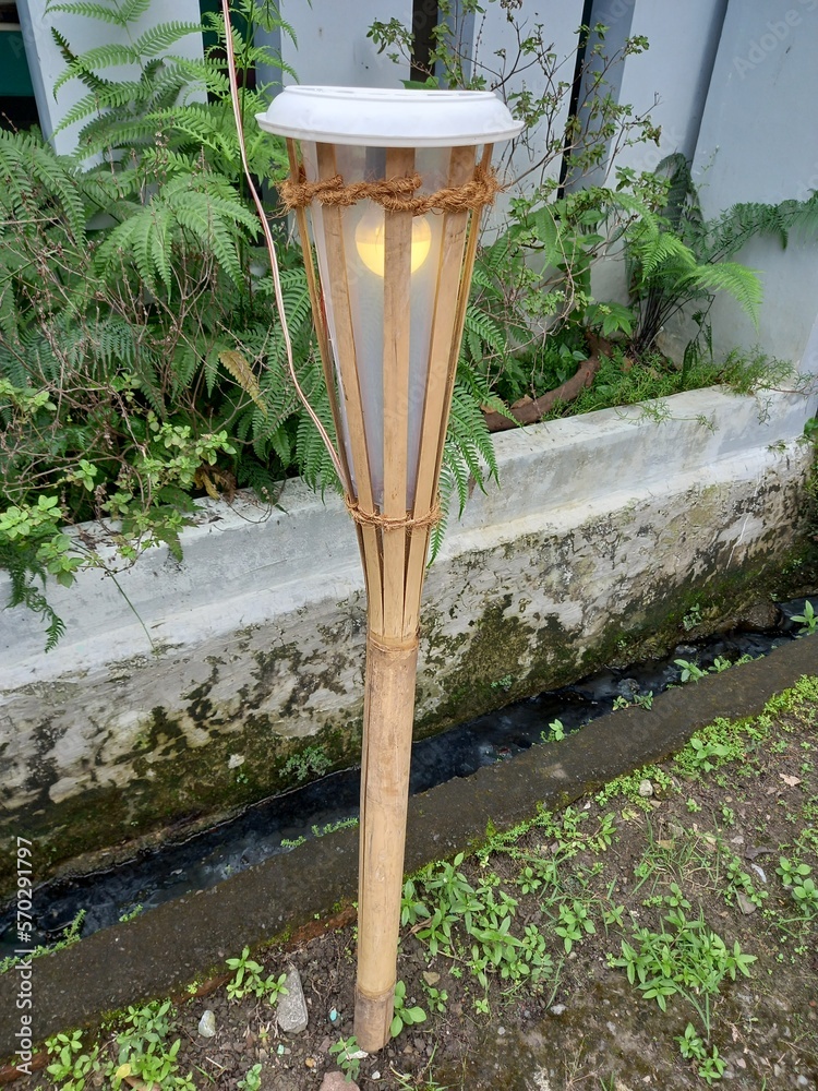 Bamboo lightning outdoor Lamp pole set. Architecture outdoor electric ...
