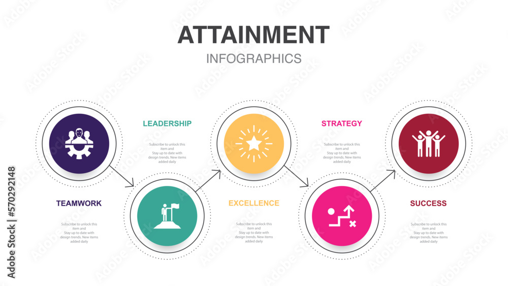teamwork, leadership, excellence, strategy, success, icons Infographic ...
