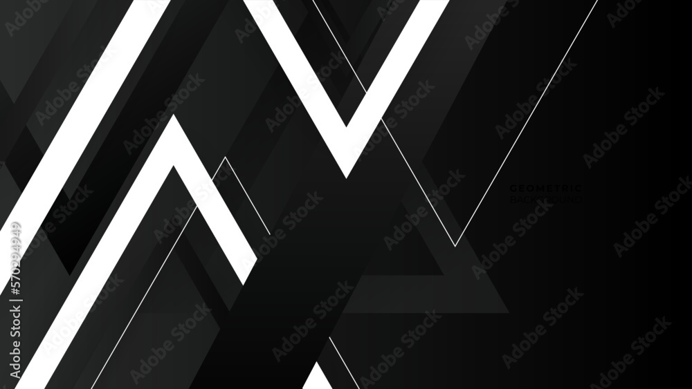 Abstract elegant white and black triangle shape on dark background. You ...