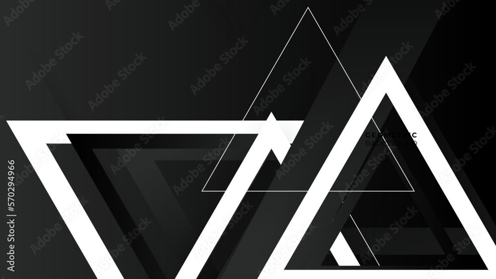 Abstract elegant white and black triangle shape on dark background. You ...