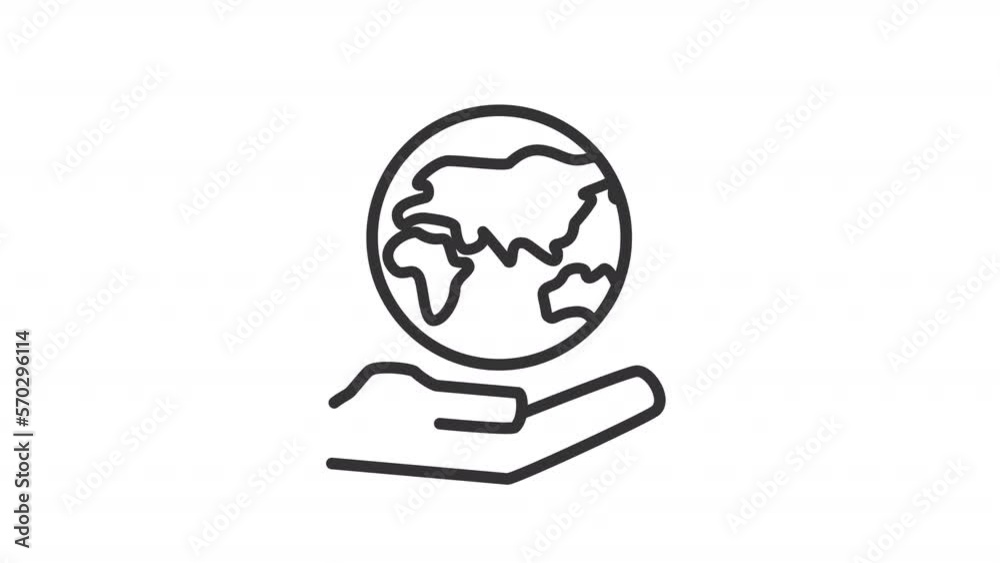 Animated save planet linear icon. Protect nature and environment. Earth ...