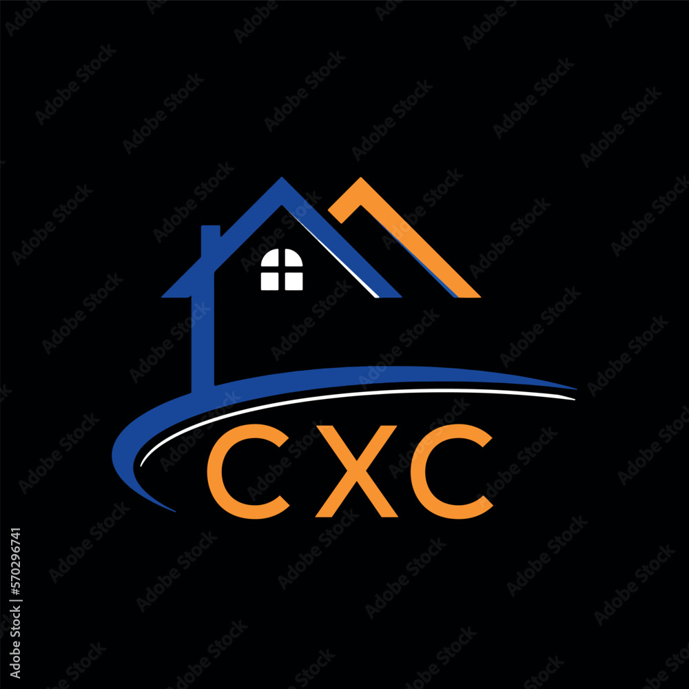 Vetor de CXC house logo, letter logo. CXC blue image on black ...