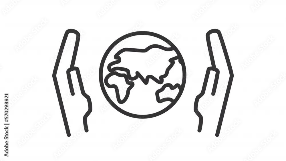 Animated protect earth linear icon. Environmentally friendly. Nature ...