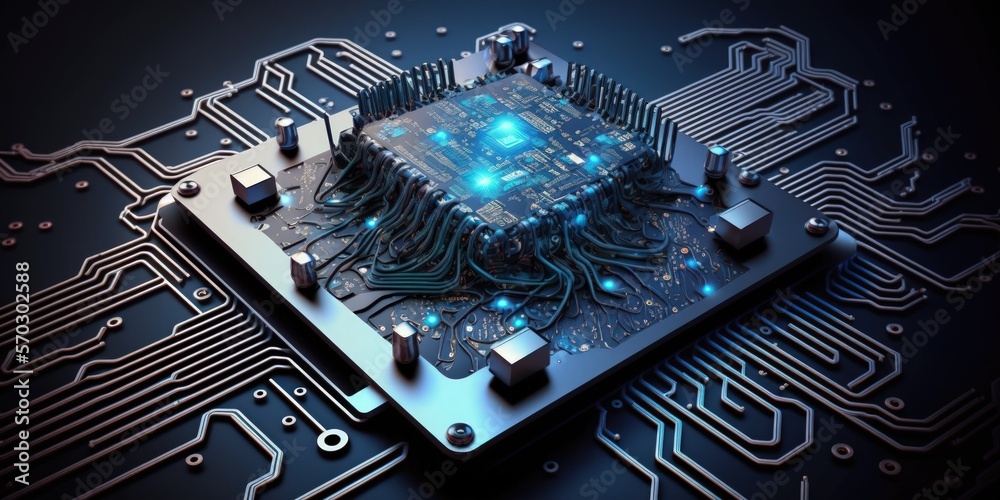 cyborg AI. the circuit board. technical knowledge CPU and GPU concepts ...