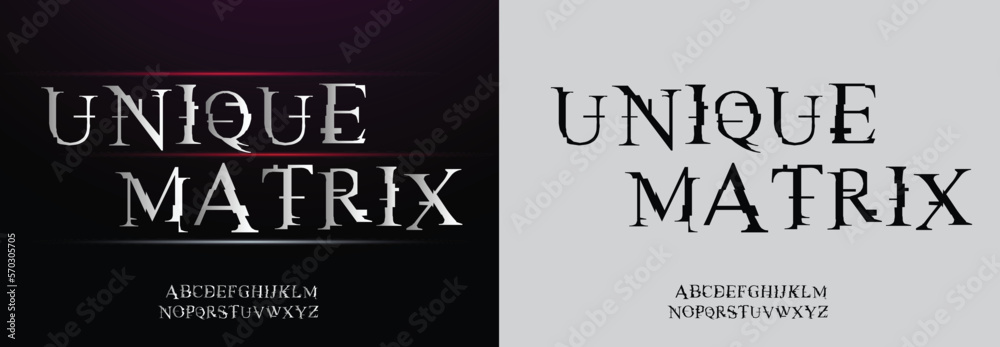 Unique Matrix, Game Sport Movie Alphabet Font. Typography modern ...