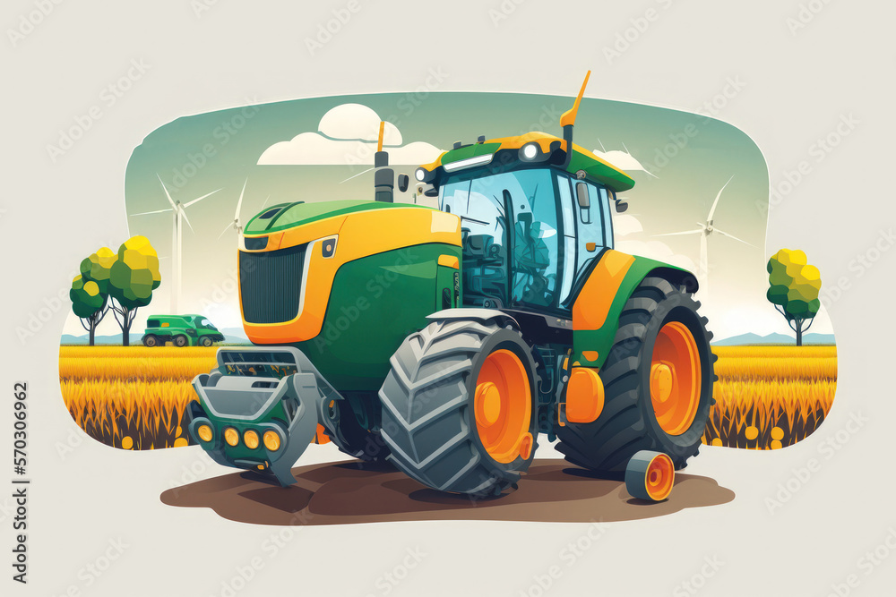 ภาพประกอบสต็อก tractor that is autonomous and intelligent. Agriculture ...