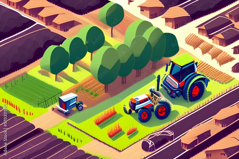 Smart and organic farming, future ecological farming cartoon vector ...