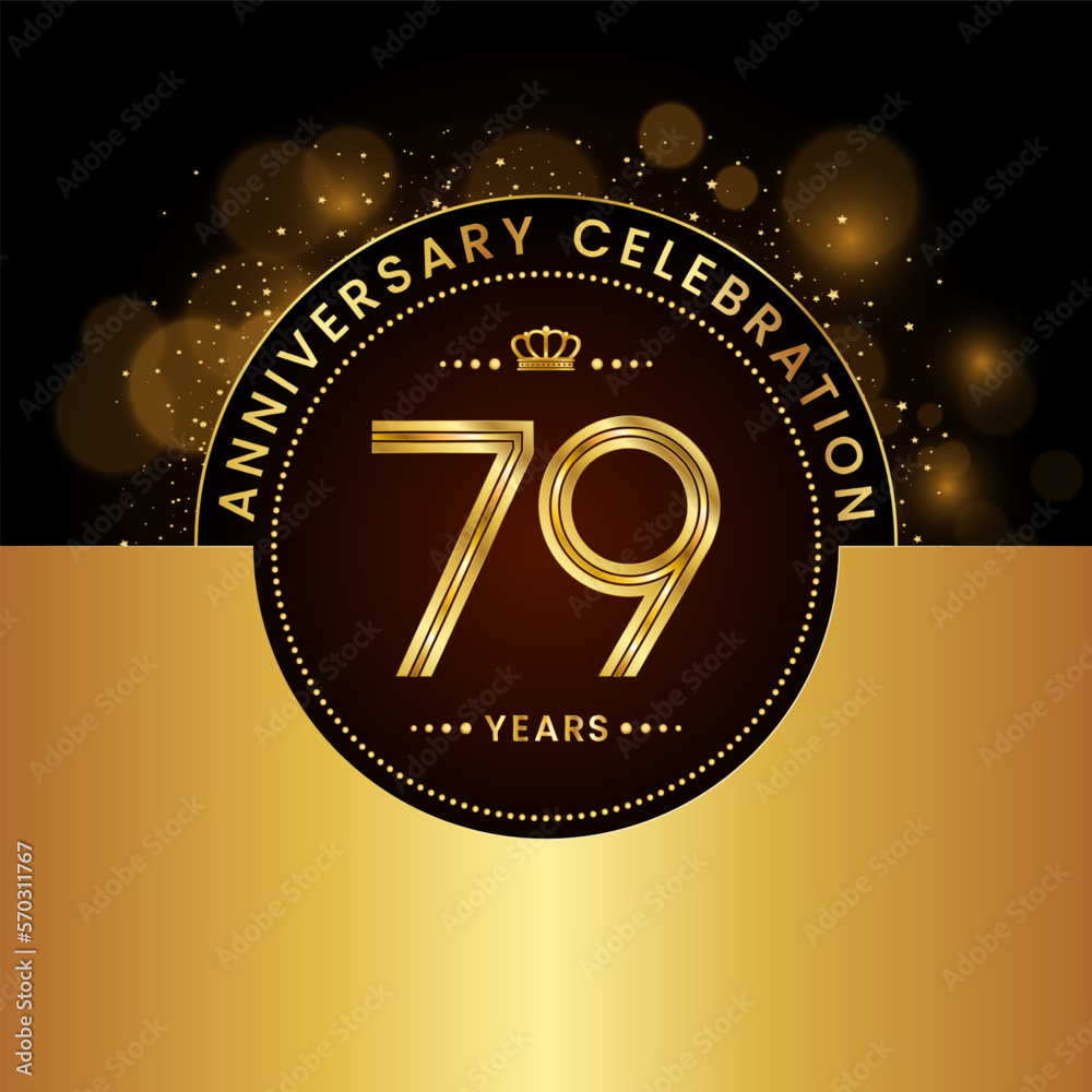 79th Anniversary Celebration. logo design with golden numbers and text ...
