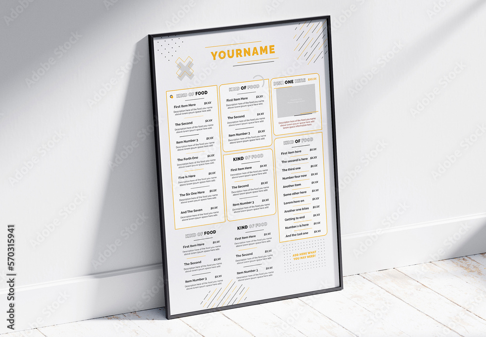 Urban Modern Food Menu A3 Poster Stock Template | Adobe Stock