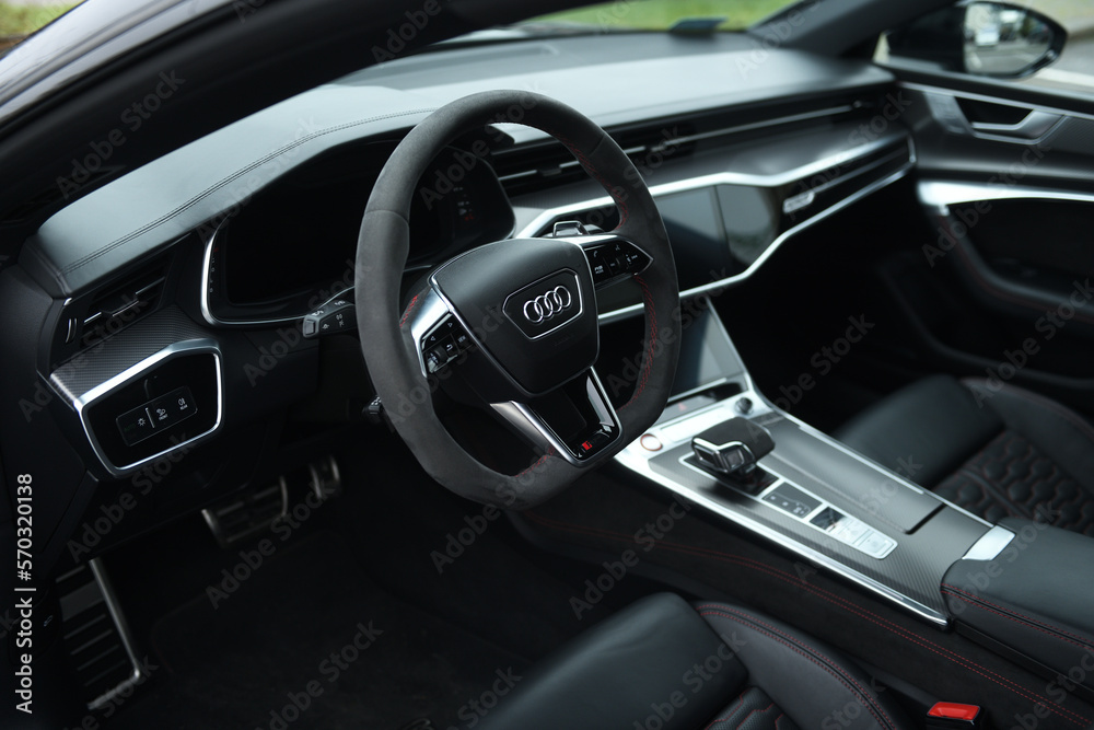Belarus, Minsk - 24.01.2023: Interior of a premium car Audi RS 7 ...