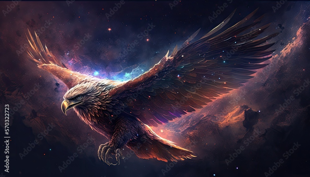 Space Eagle in space. Godlike creature, cosmic, awe inspiring, dreamy ...