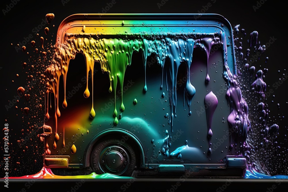 Professional Color Photography of a Truck Covered in Psychedelic Paint ...