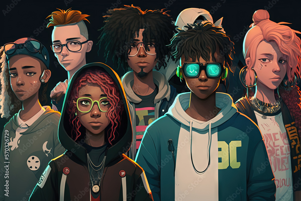 Avatars of people in virtual reality. Different types of heroes ...