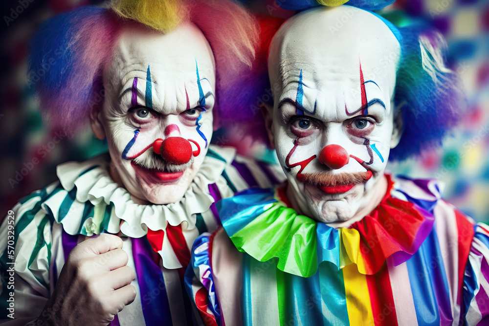 Two Angry Creepy Clowns Ready to Fight Portrait Generative AI Photo ...