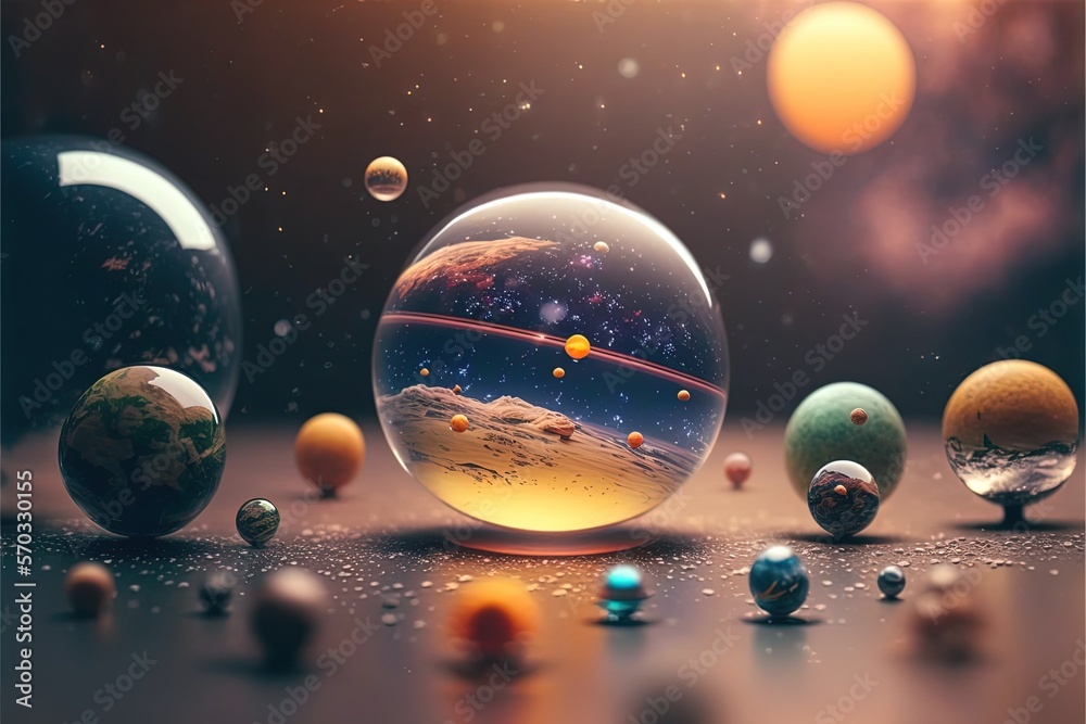 cute miniature solar system planets in space, generative Ai Stock ...
