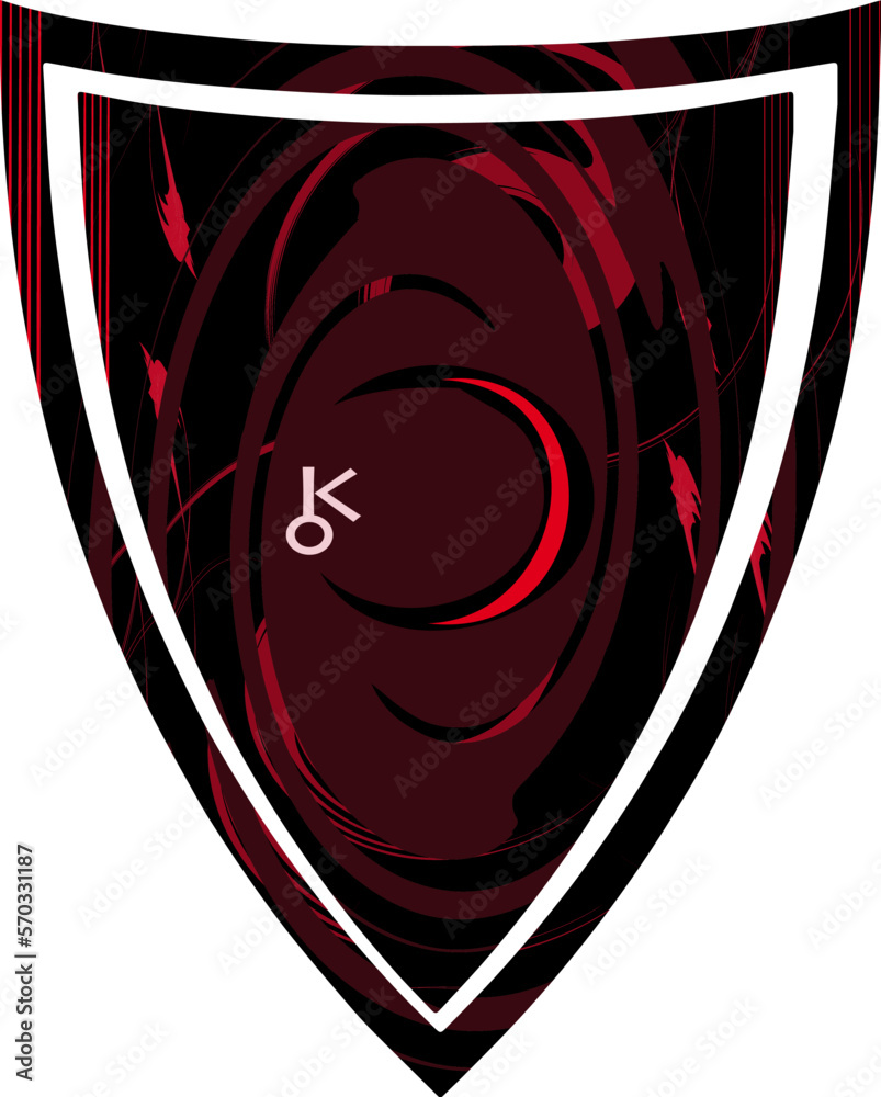 Moon, glyph, symbol Chiron, key. Omega. Coat of arms, emblem, shield ...