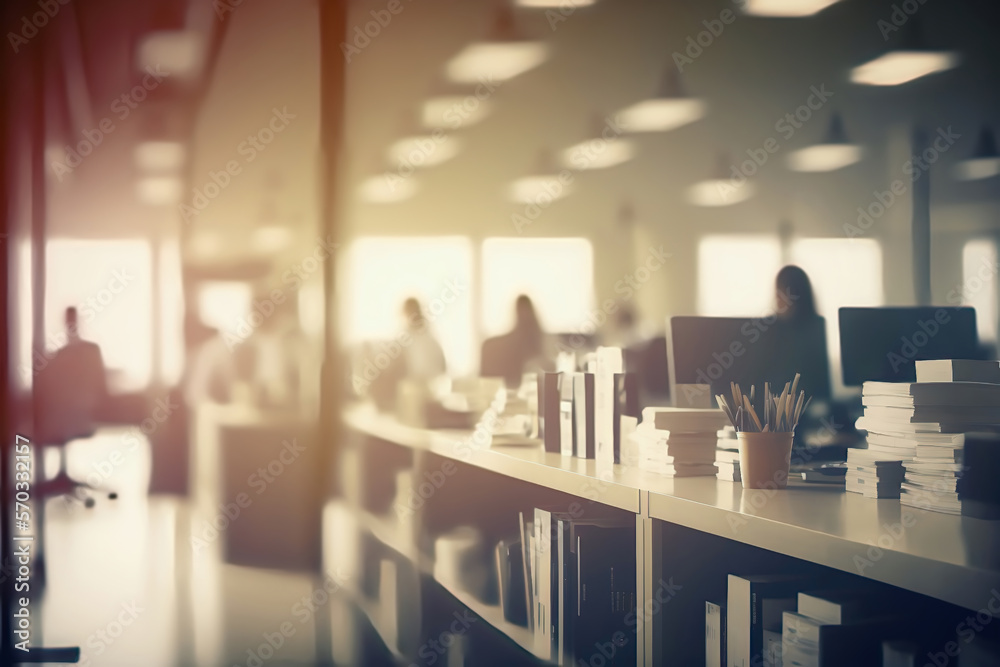 Abstract blurred office interior room. blurry working space with ...
