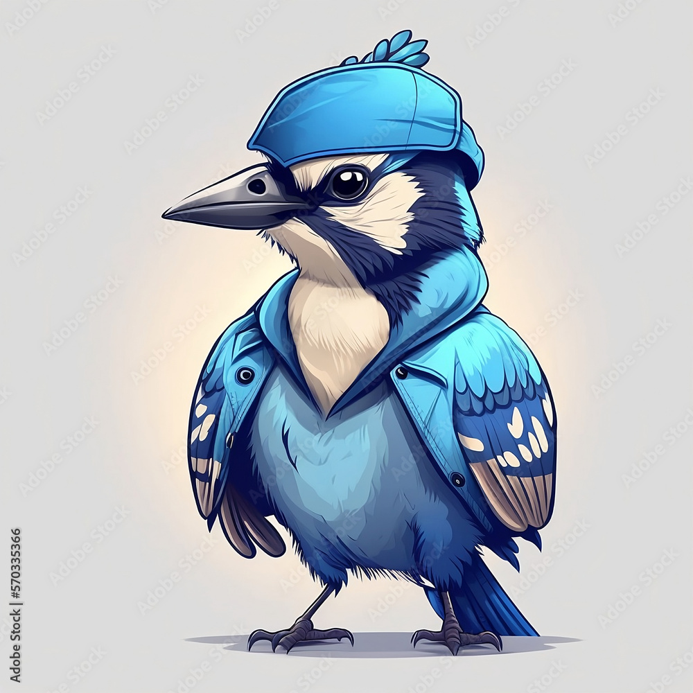 Cute Blue Jay Standing Cartoon Vector Icon Illustration, Animal Nature ...