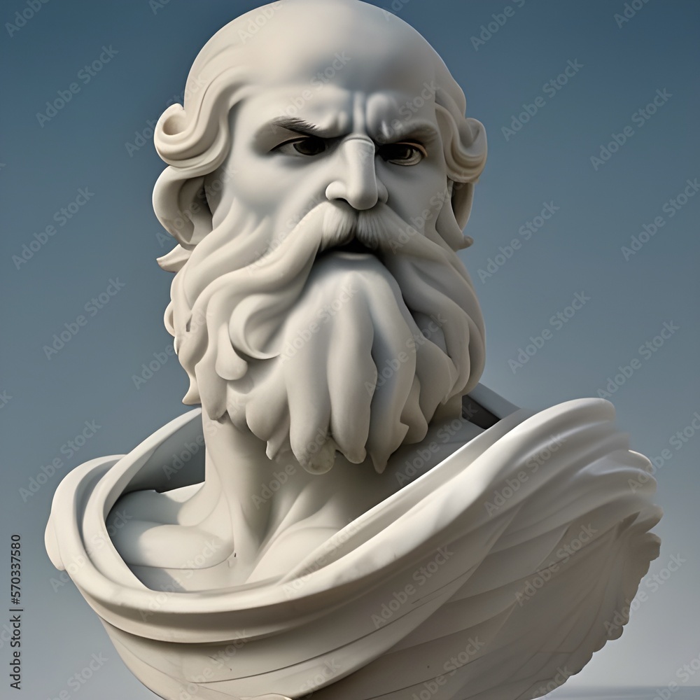 Generative AI image featuring a chiseled white marble statue bust of ...