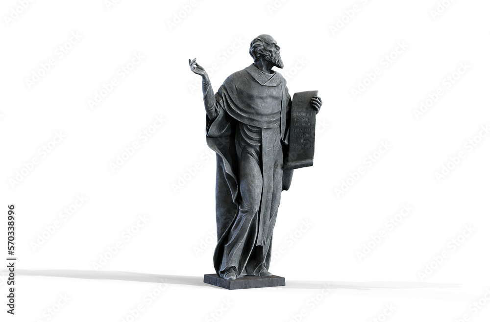 Sculpture of an old man in a mantle with a scroll png isolated with ...