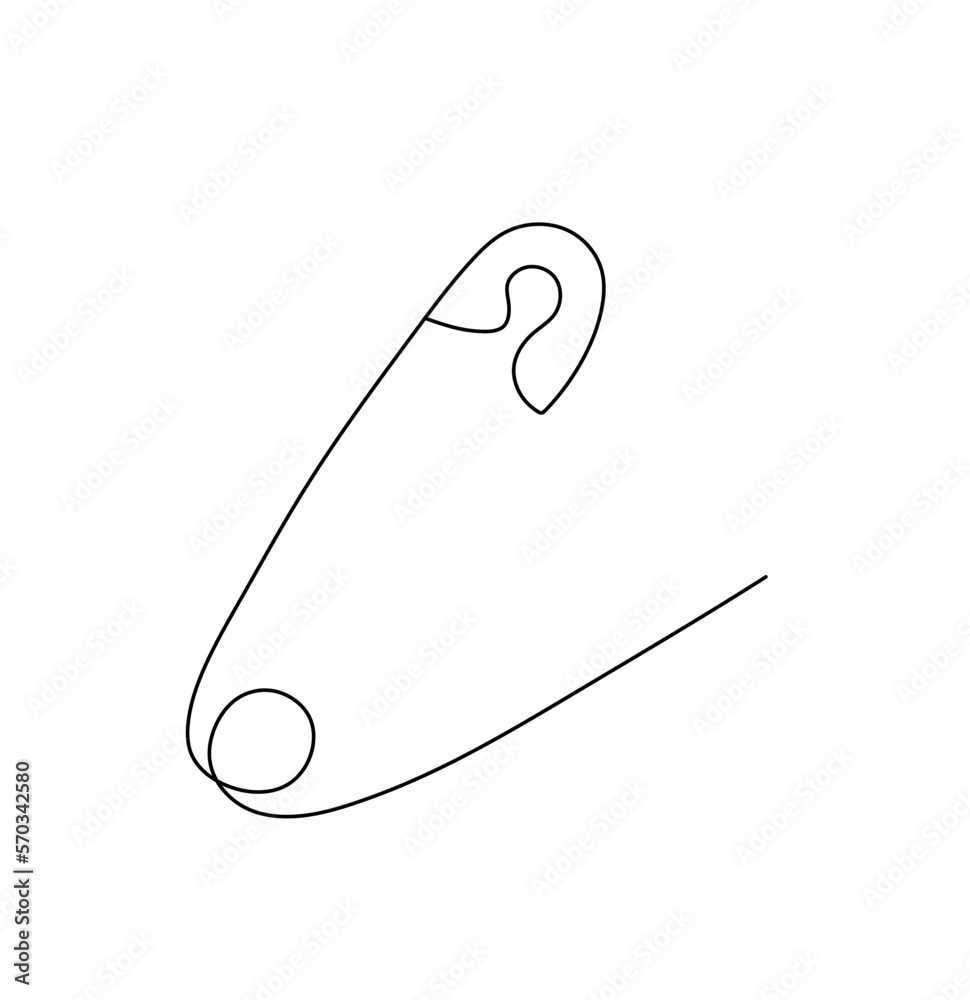 Vector isolated one small simple open safety pin colorless black and ...