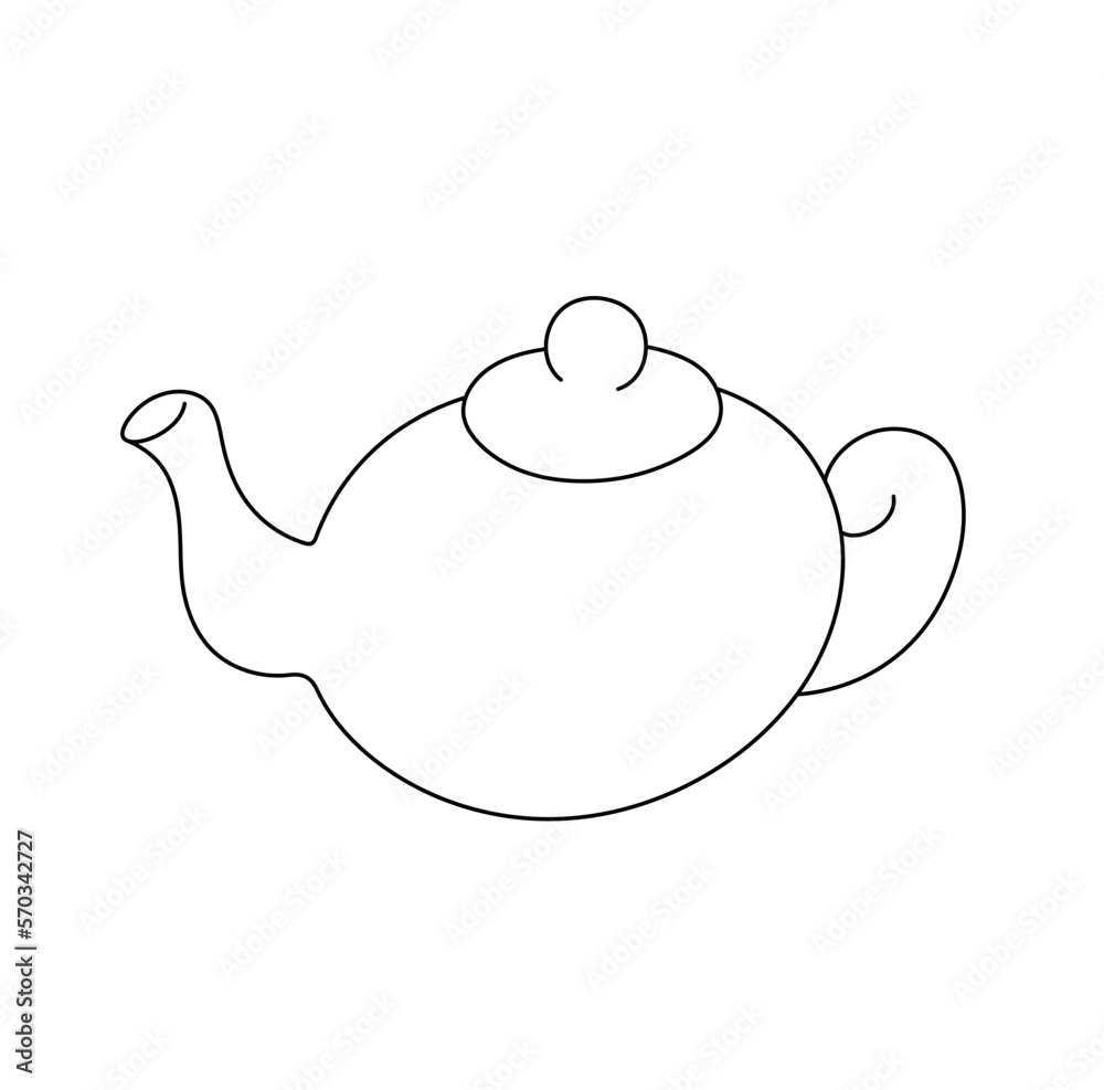 Vector isolated one small simple ceramic teapot with lid and spout ...