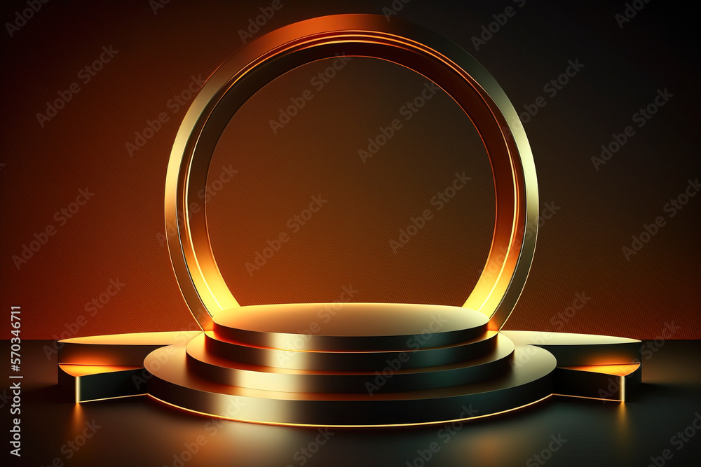 3d stage with circular mezzanine for product presentation or main ...