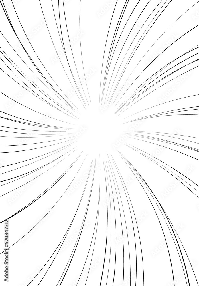 Comic book black radial lines overlay on transparent background ...