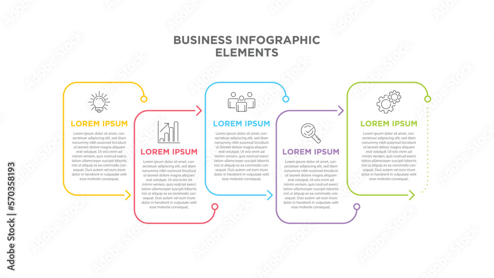 Infographics business template. Visualization of 5-stepped business ...