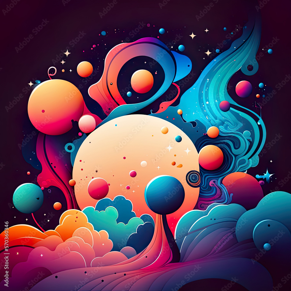 Colorful background of universe and its stars in cartoon style ...