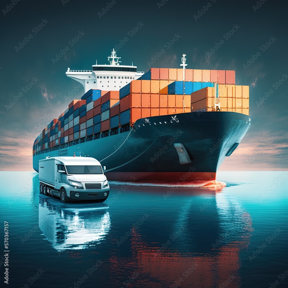 Container cargo ship and Car carrier ship in commercial trade logistics ...