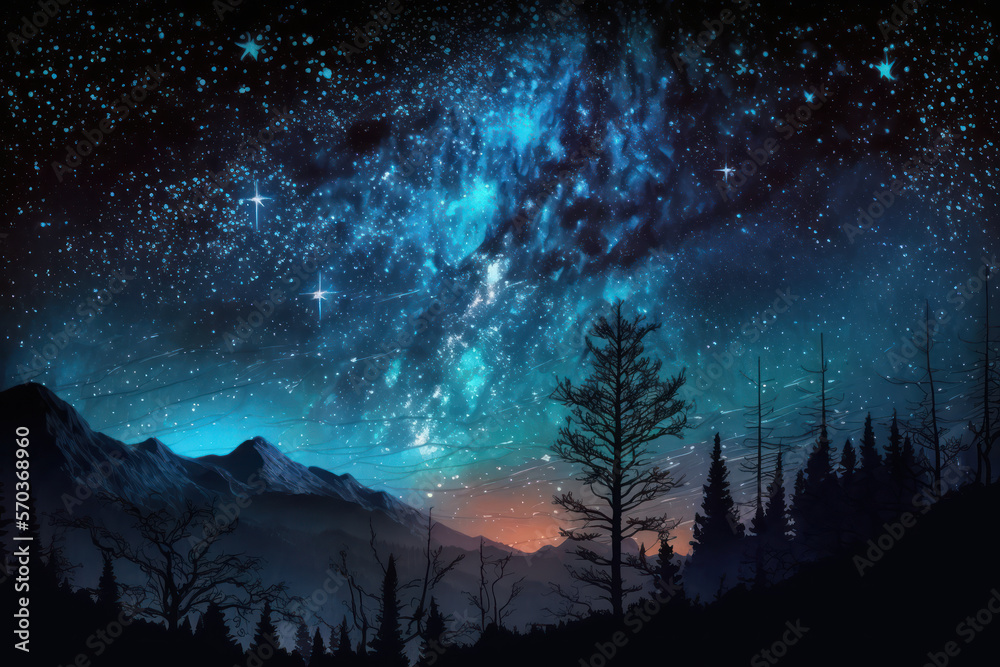 Starry Night Sky Background - AI Generated Stock Illustration | Adobe Stock