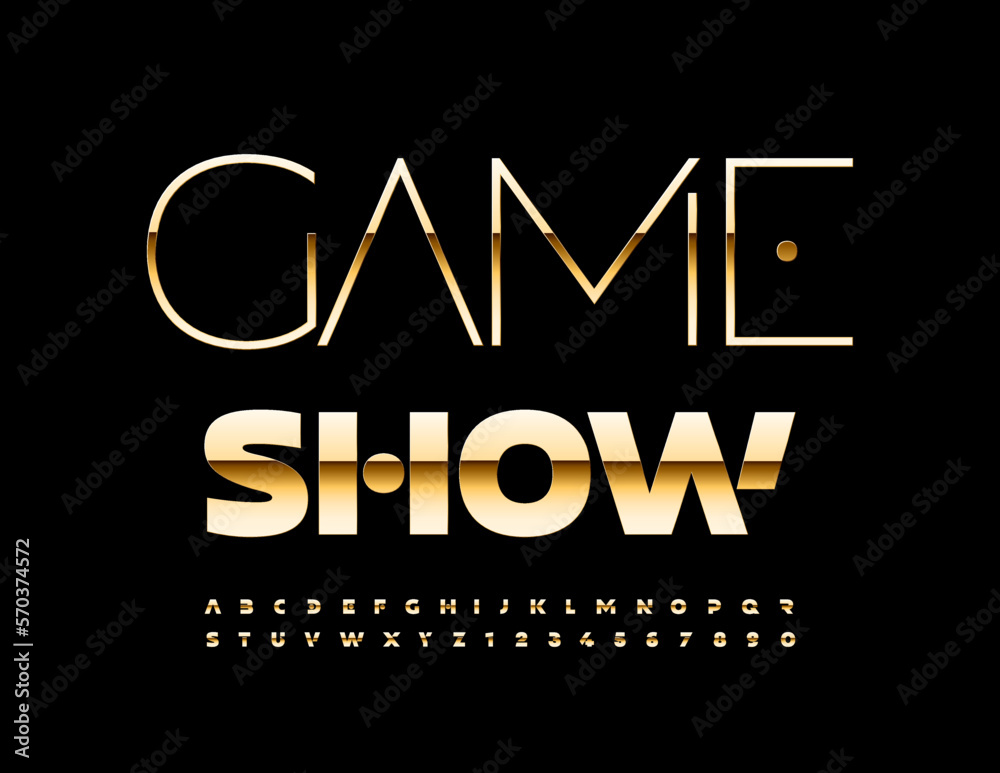 Vector artistic Emlem Game Show. Stylish Golden Font. Luxury Glossy ...