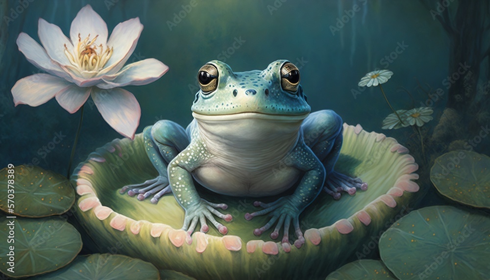 Frog On Lily Pad Painting