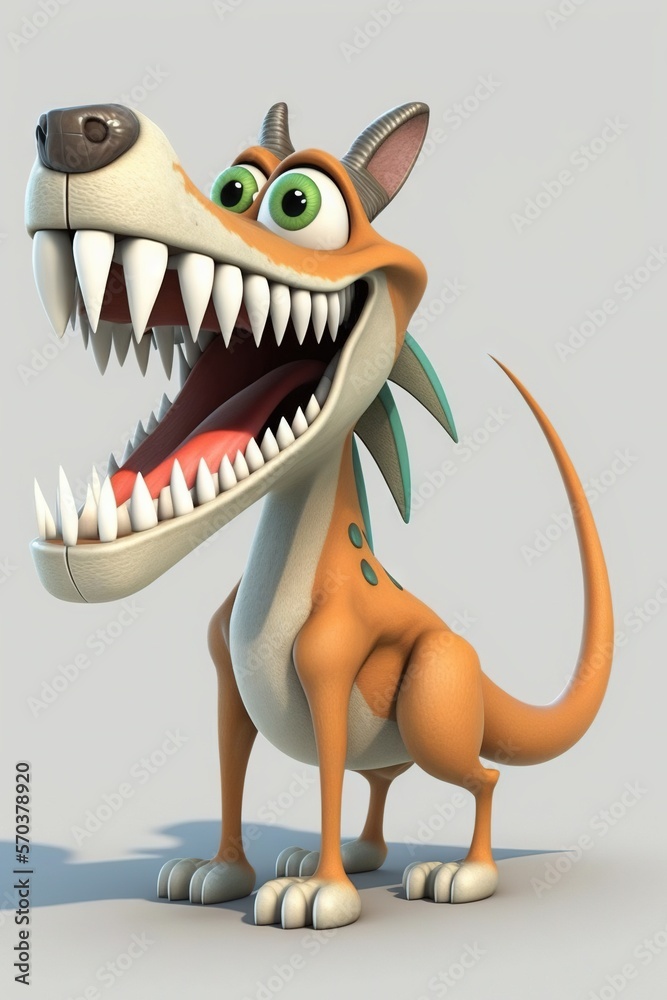 a cartoon dog with big teeth and a big grin on its face, with a toothy ...