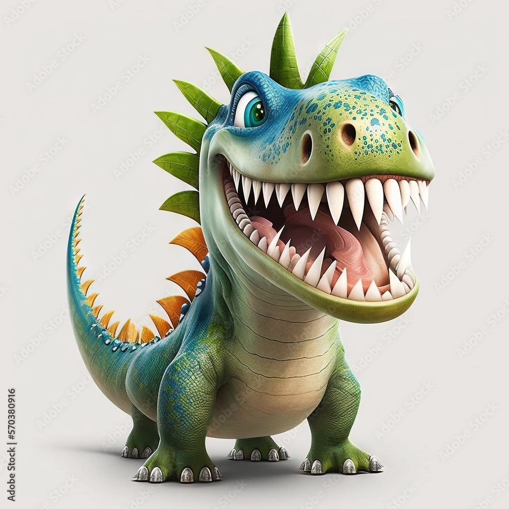 a cartoon dinosaur with its mouth open and teeth wide open, with its ...
