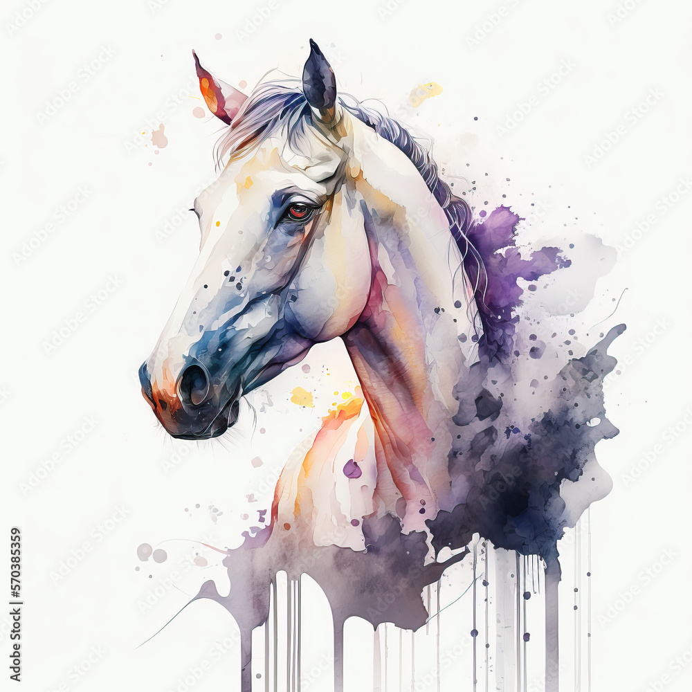 AI generated Image of Horse head watercolor painting . AI generated ... AI generated Image of Horse head watercolor painting . AI generated ...