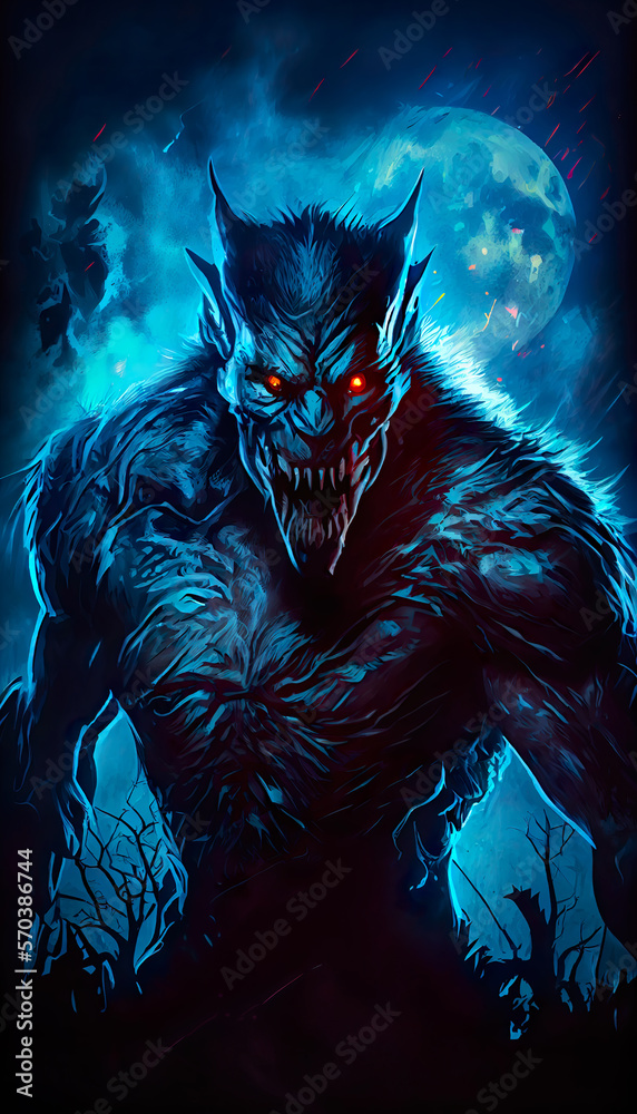 scary Halloween monster illustration of scary werewolf Lycan Stock ...