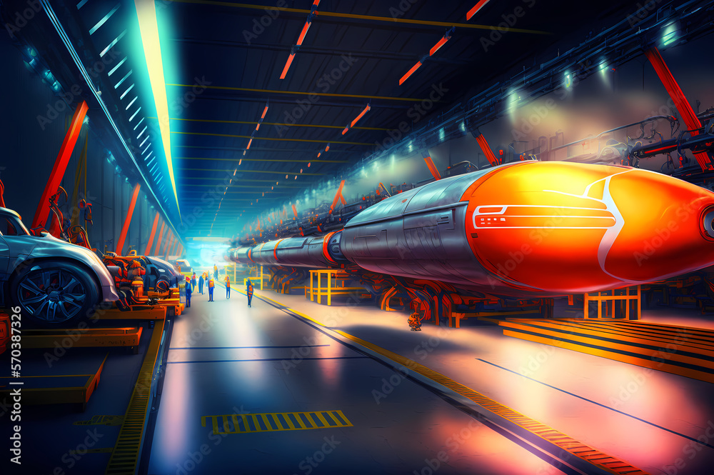 Nuclear warheads in hangar, ready to mission. Industry weapon army ...