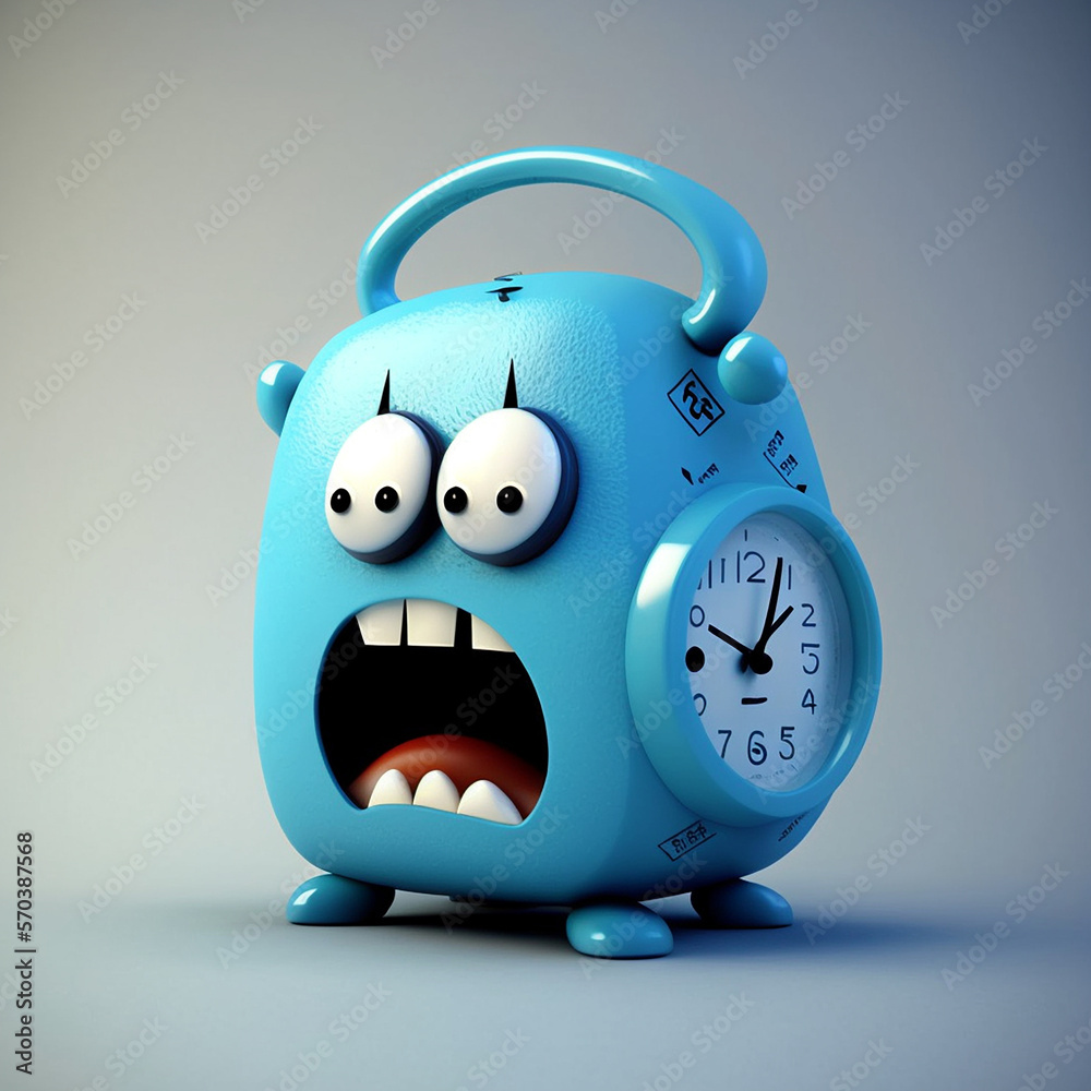 Cartoon Alarm Clock Angry Character. Stock Illustration | Adobe Stock