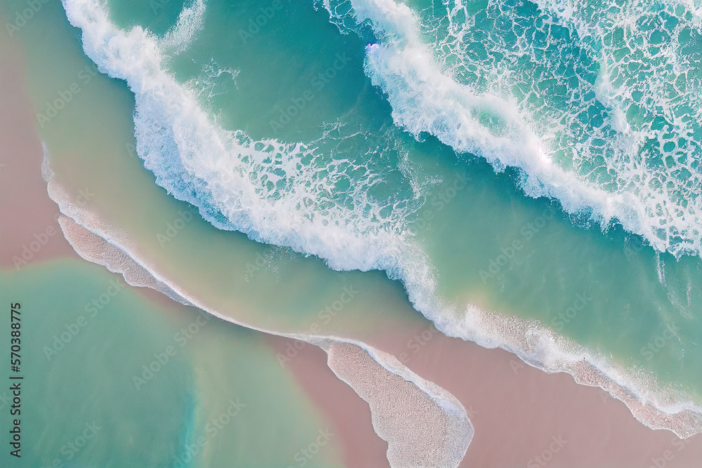 Spectacular top view from drone photo of beautiful pink beach with ...