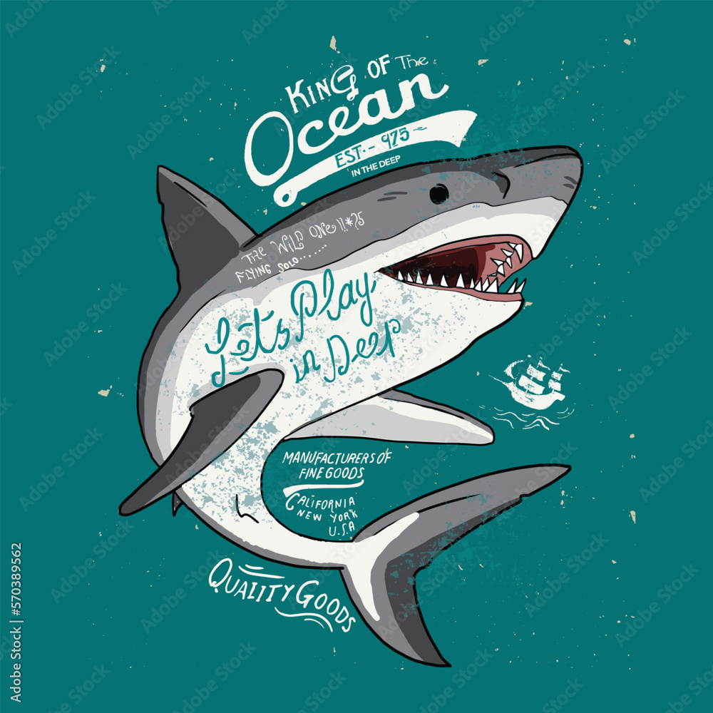 shark illustration for print Stock Vector | Adobe Stock