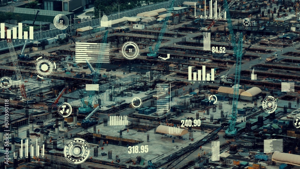 Construction technology concept with alteration graphic over ...