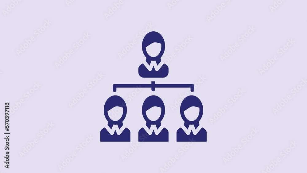 Blue Business hierarchy organogram chart infographics icon isolated on purple background ...