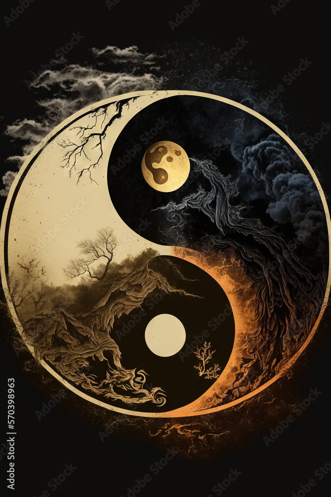 Yin Yang Symbol Day and Night Style - Yin Yang Symbol Series - Yin Yang ...