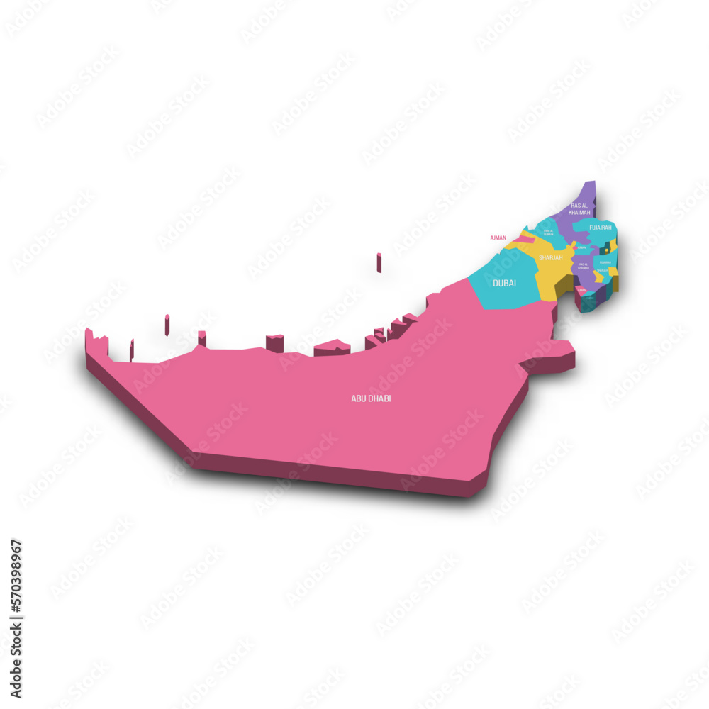 United Arab Emirates political map of administrative divisions ...