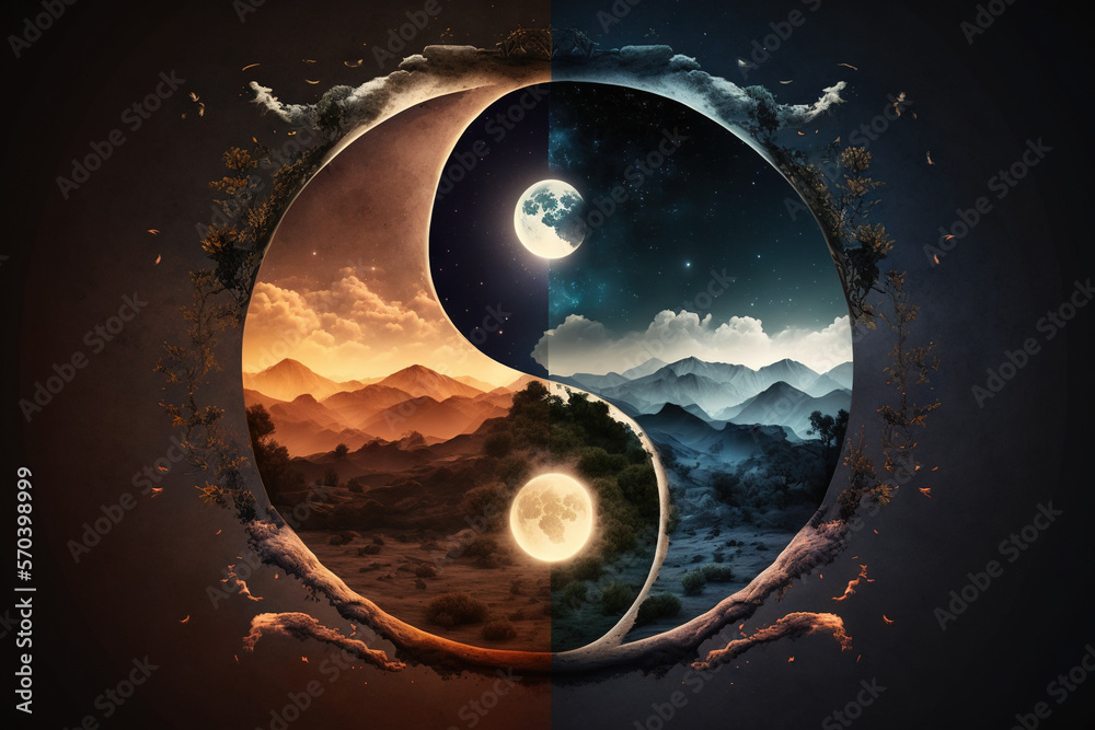 Yin Yang Symbol Day and Night Style - Yin Yang Symbol Series - Yin Yang Day and Night Style ...