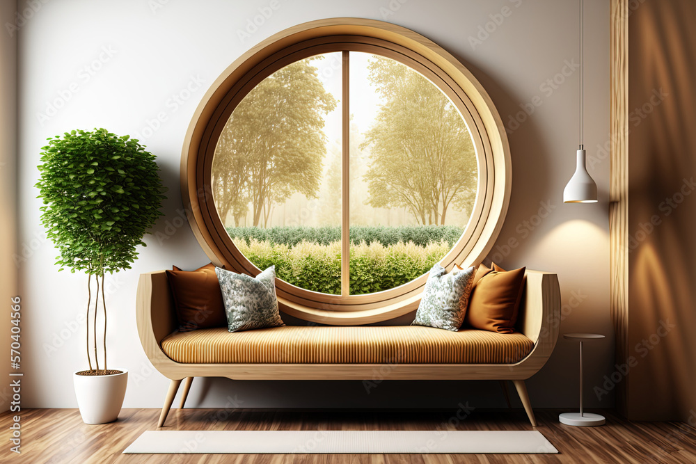 ,3d illustration, Interior Scene and Mockup,sitting the window render ...